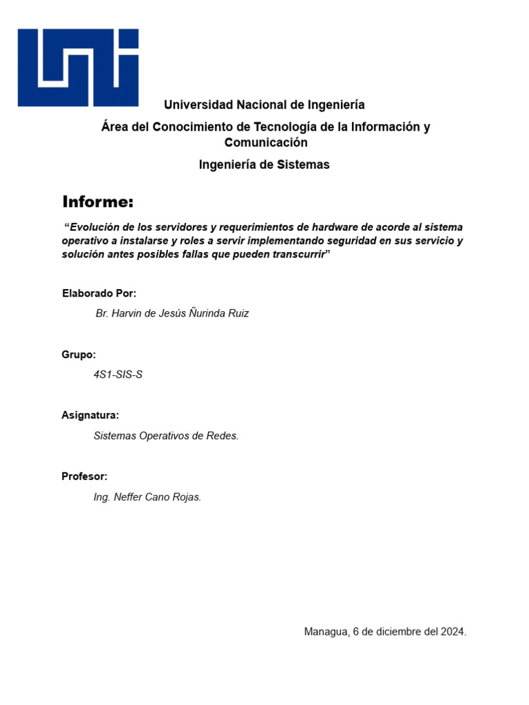 Informe de Servidores | PDF | Servidor (Computación) | Seguridad