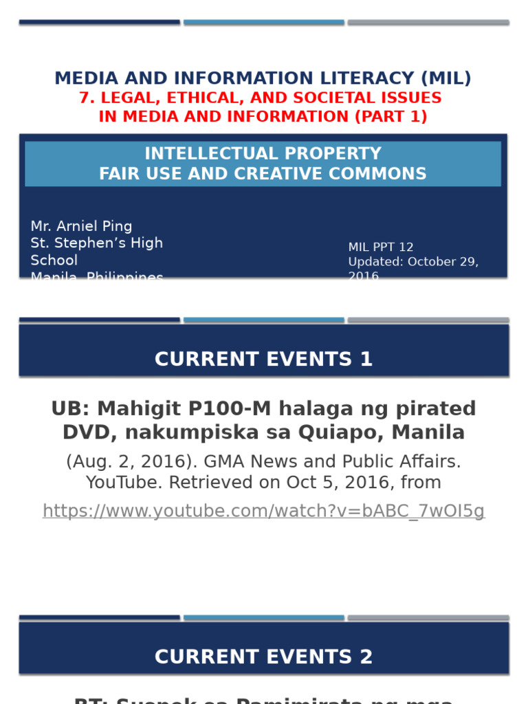 Legal, Ethical, and Societal Issues in Media and Information (Part 1 ...