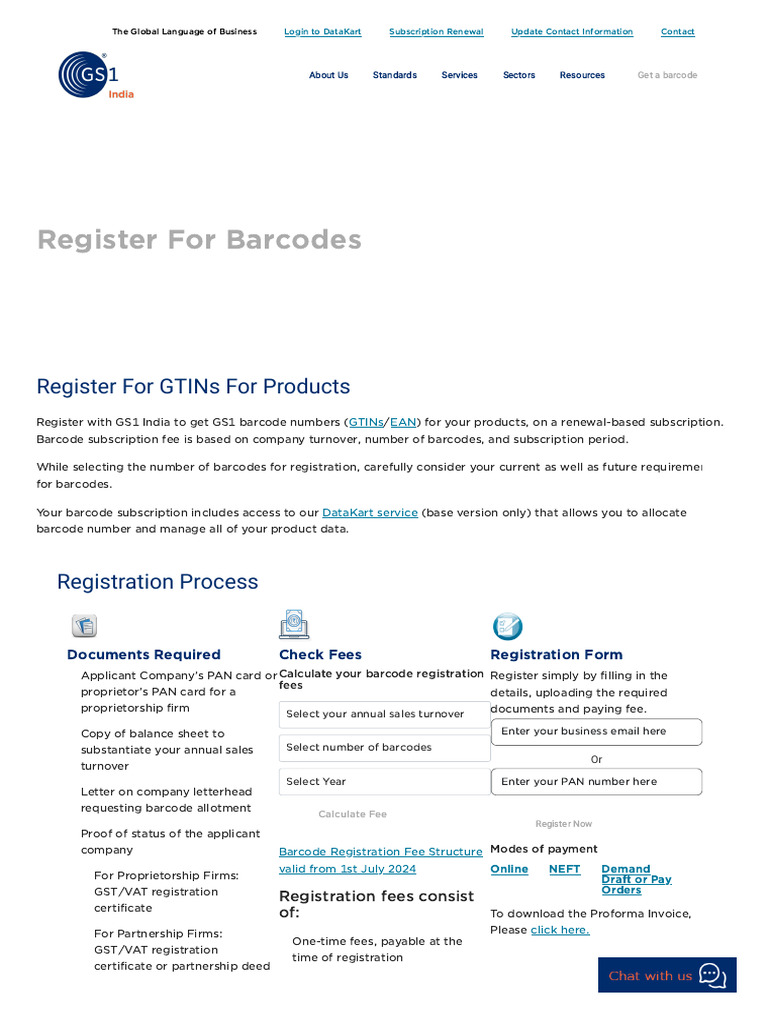 Barcode Registration - Apply For Barcode in India - GS1India | PDF ...