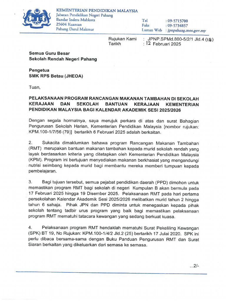 Pelaksanaan Program Rancangan Makanan Tambahan Di Sekolah Kerajaan | PDF