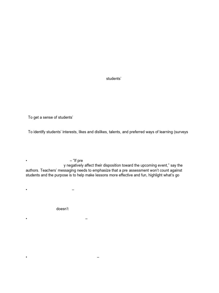 05 The Potential and Downsides of Pre-Assessments | PDF | Behavior ...