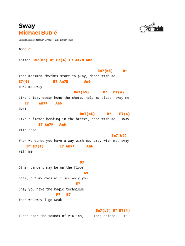 Cifra Club - Michael Bublé - Sway | PDF