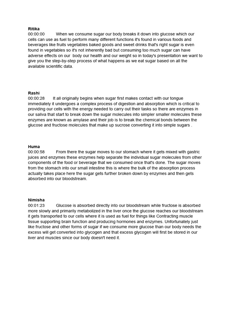 Sugar Presentation | PDF | Sugar Substitute | Fructose