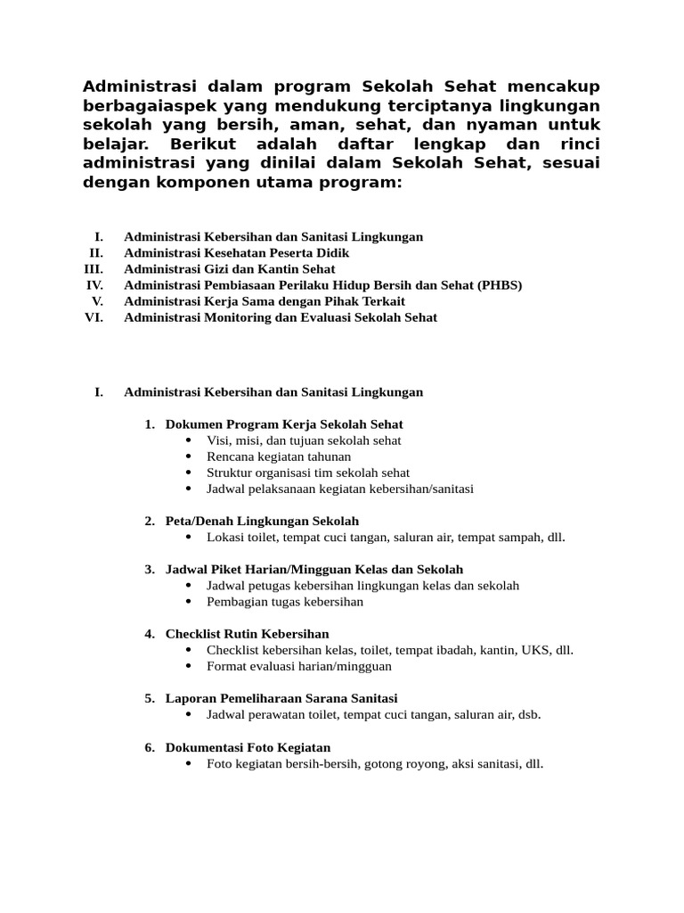 Administrasi Sekolah Sehat | PDF