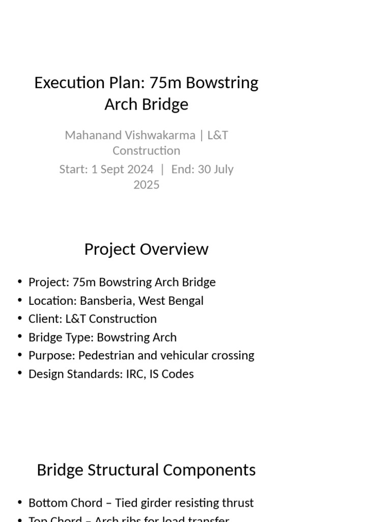 Bowstring Arch Bridge Execution Plan Complete | PDF