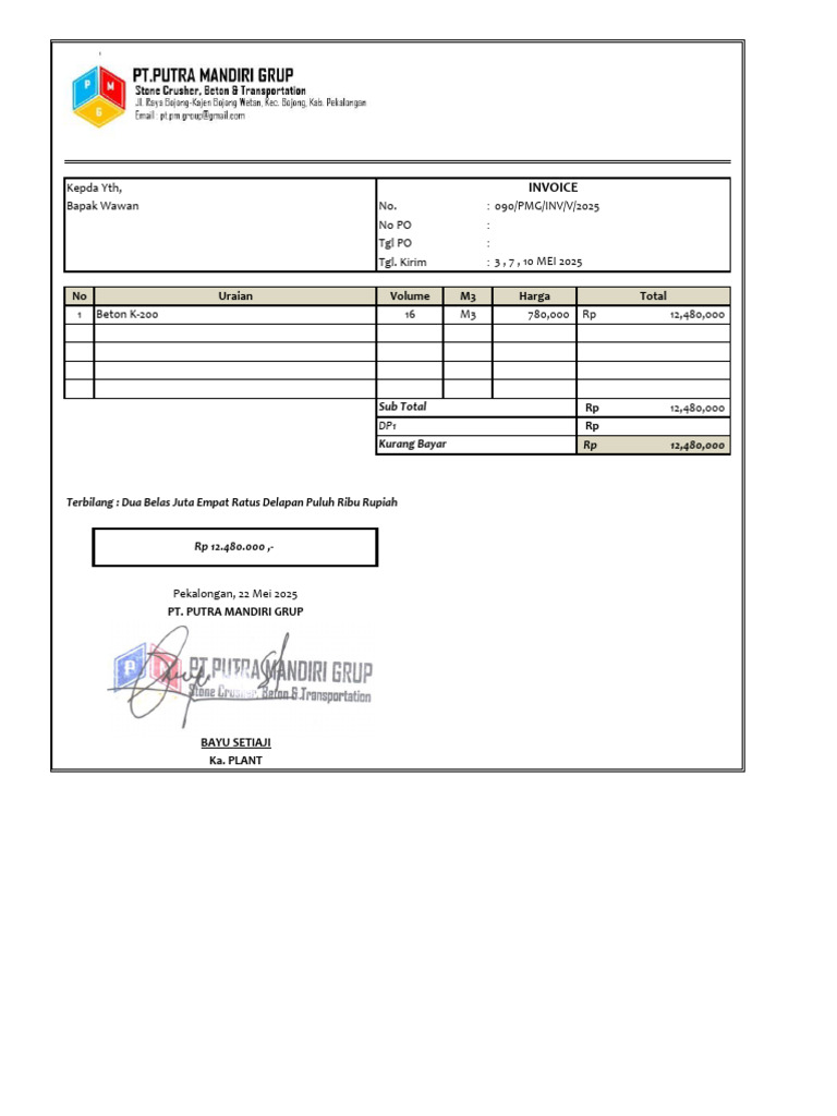 Invoice BP Wawan | PDF