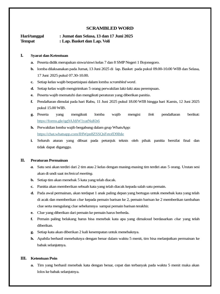 Juknis Scrambled Word | PDF