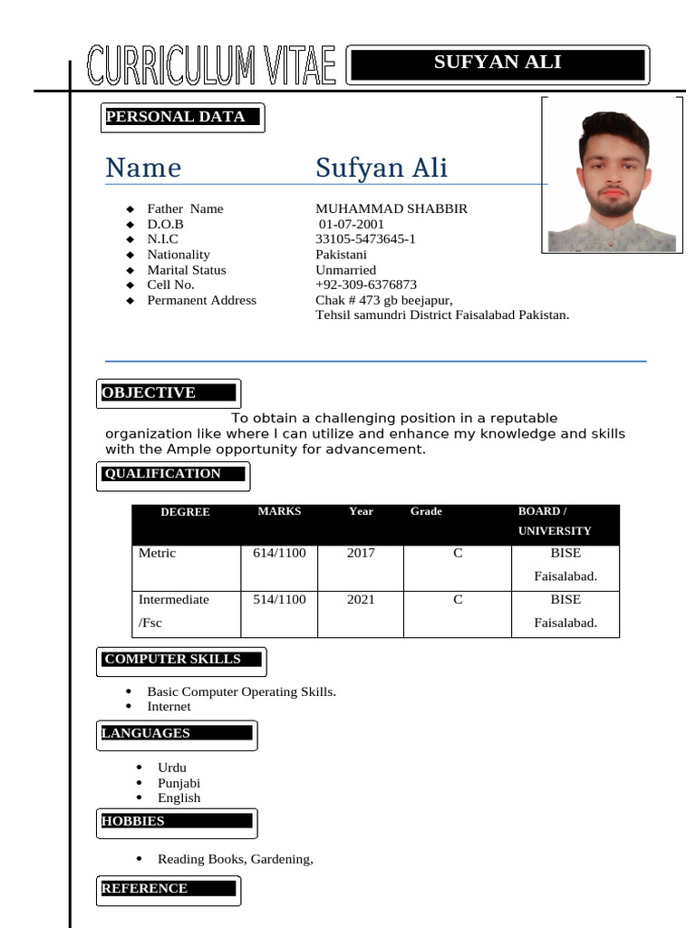 MY CV - Sufyan | PDF
