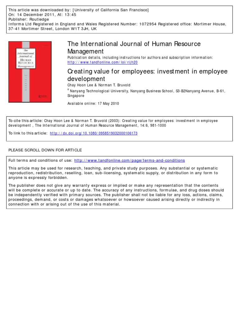 The International Journal of Human Resource Management | PDF | Job ...