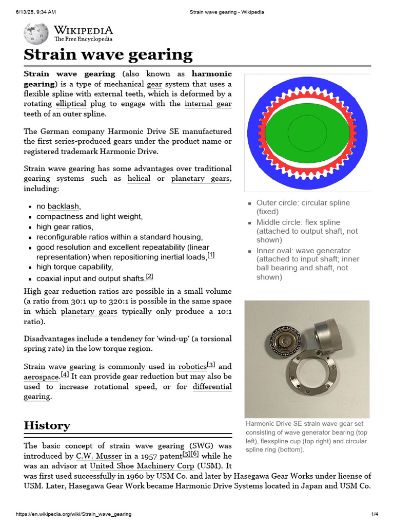 Strain Wave Gearing - Wikipedia | PDF | Motion (Physics) | Mechanical ...