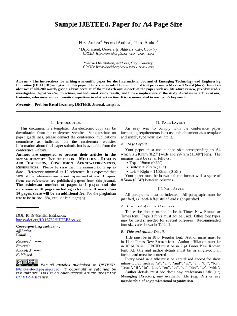 IJETEEd Journal Template | PDF | Typefaces | Page Layout