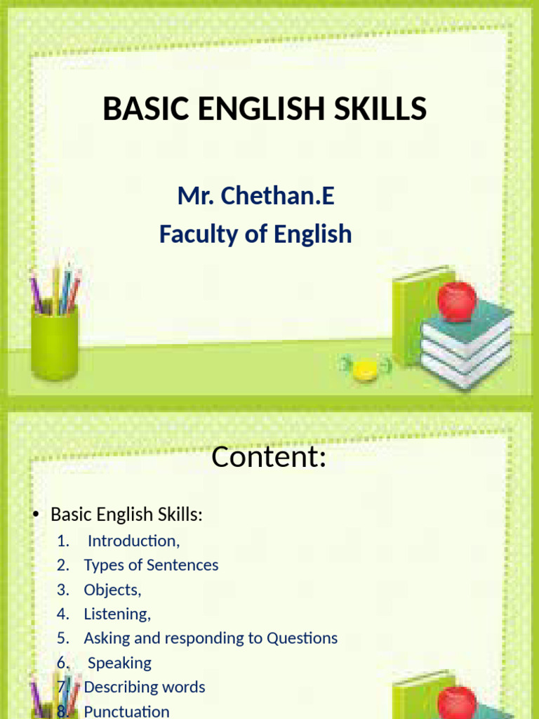 Basic English Skills-1 | PDF | Question | English Grammar