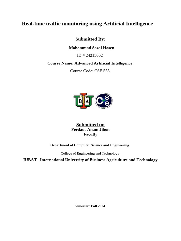 Real Time Traffic Monitoring Using Artificial Intelligence Pdf