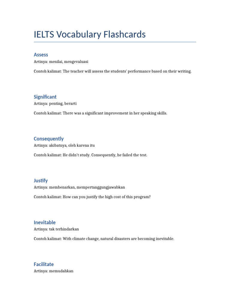IELTS Vocabulary Flashcards Guide | PDF