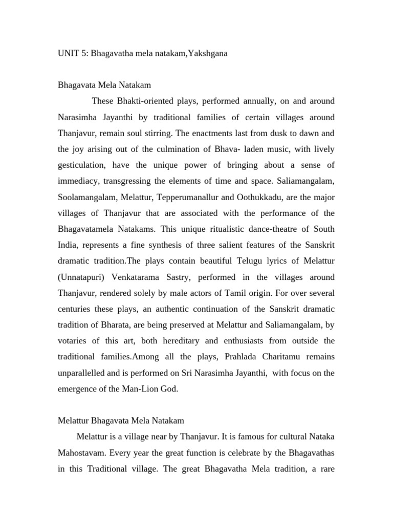Bhagavata Mela Natakam Overview | PDF | Bhagavata Purana