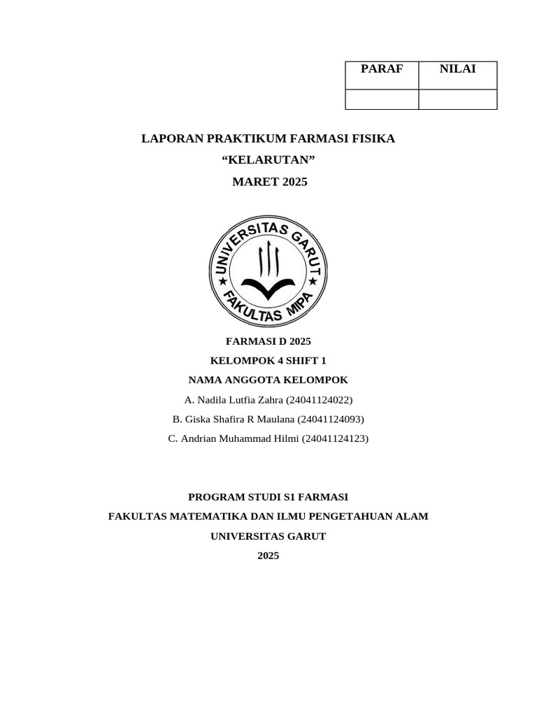 Laporan Praktikum Farmasi Fisika - Kelompok 11 | PDF