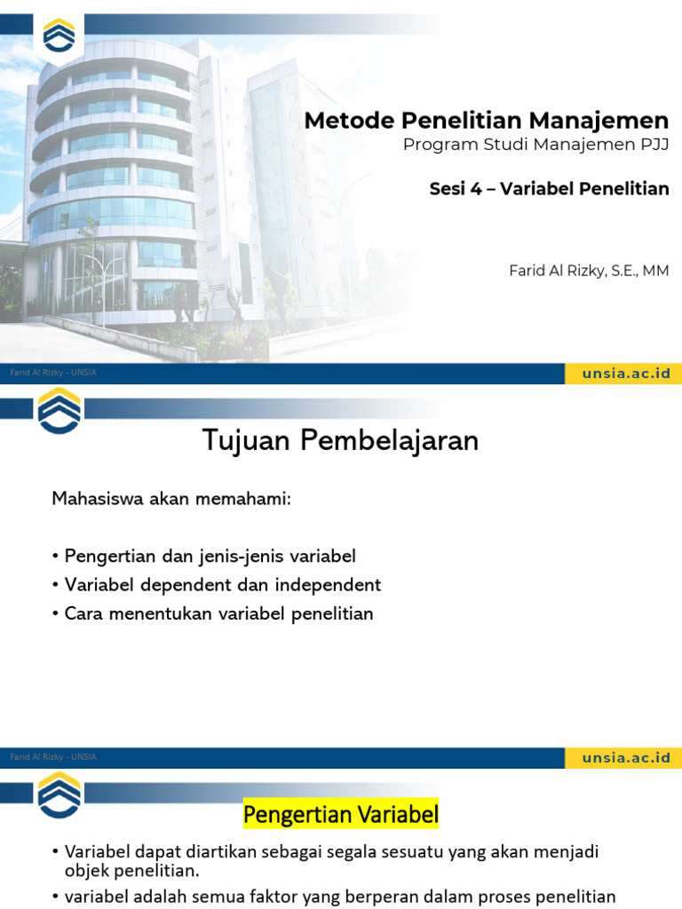 Pertemuan 4 - Metode Penelitian Manajemen - UNSIA | PDF