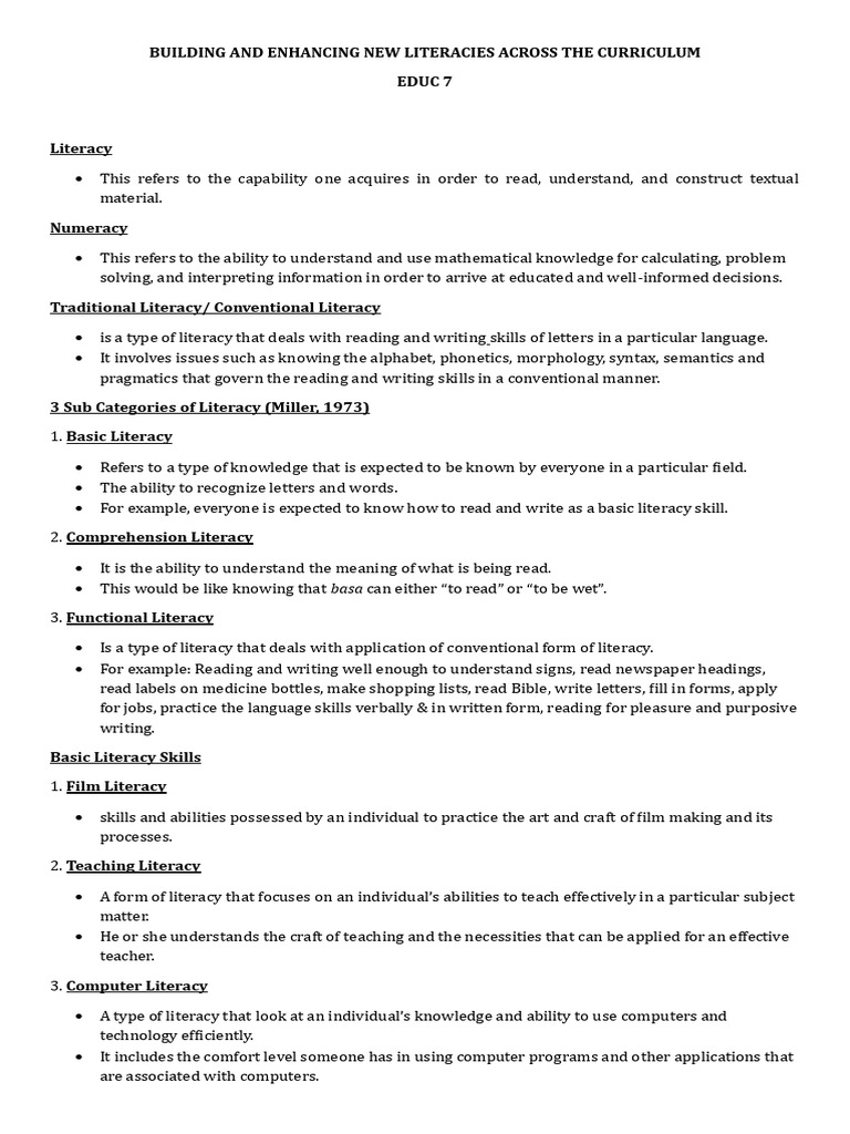 Building and Enhancing New Literacies Across The Curriculum (Educ 7 ...