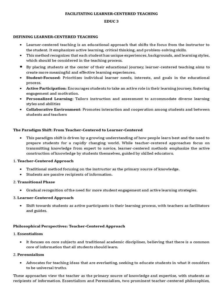 Learner-Centered Teaching Strategies | PDF | Constructivism (Philosophy Of Education) | Learning