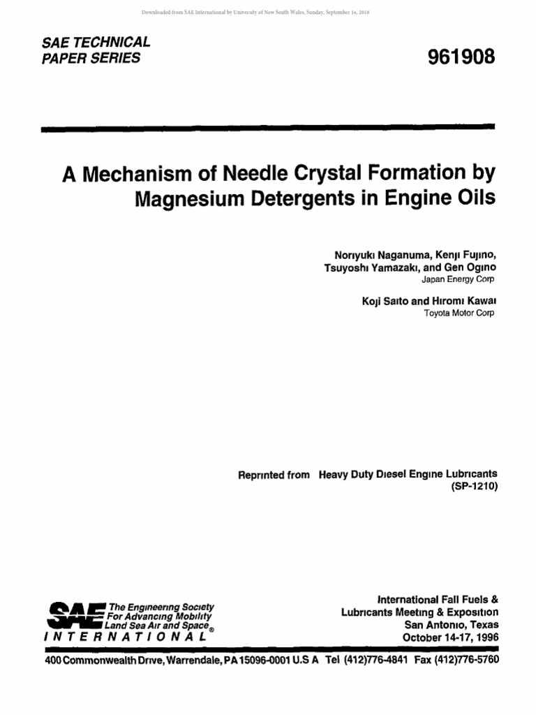 Needle Crystal Formation in Engine Oils | PDF | Solubility | Water