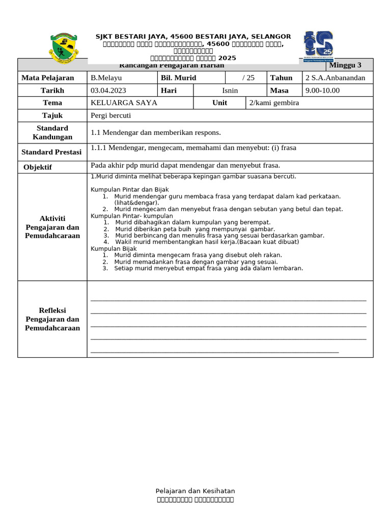 Contoh RPH BM | PDF