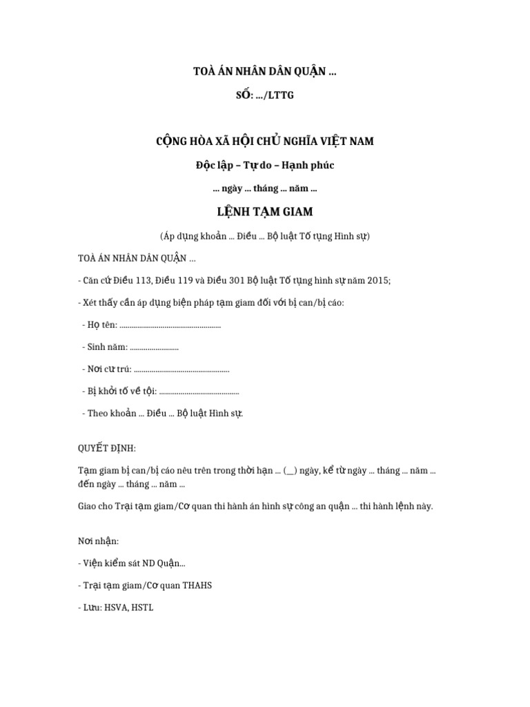 Mau Lenh Tam Giam Ky Thay Chanhan | PDF