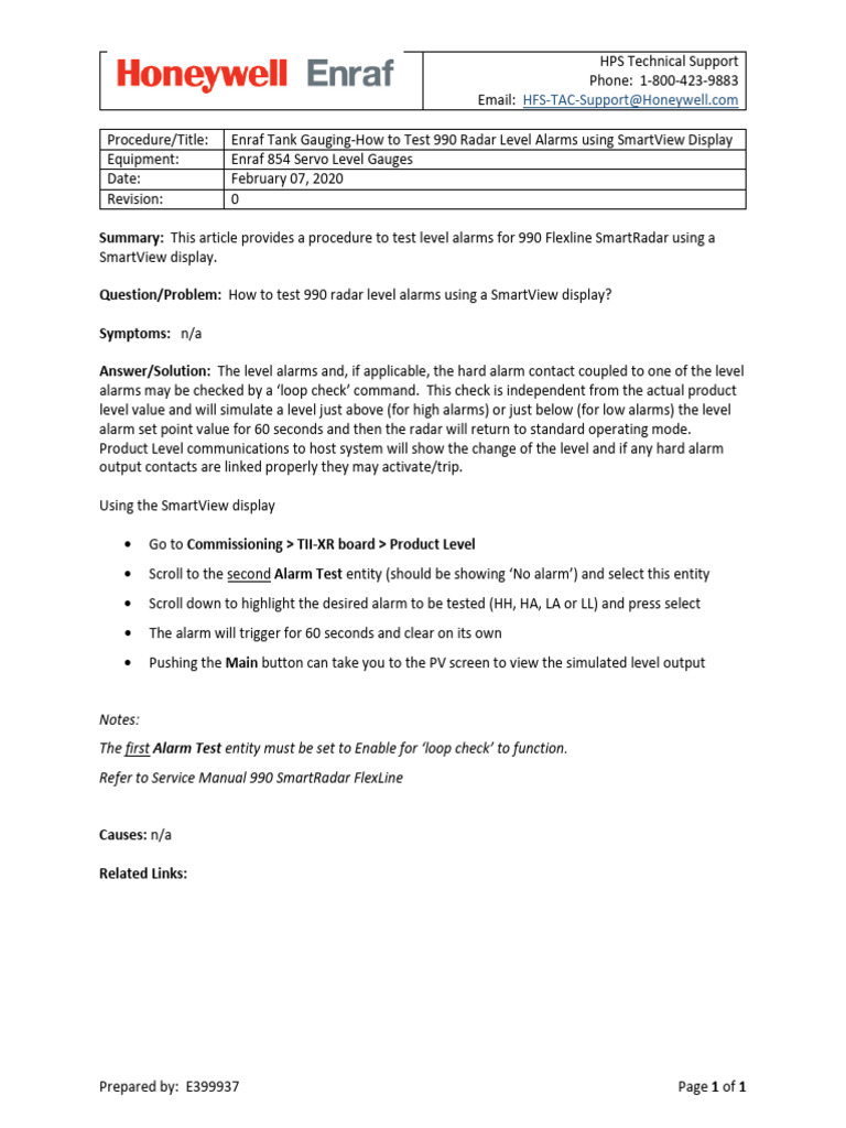 Enraf Tank Gauging-How To Test 990 Radar Level Alarms Using SmartView ...