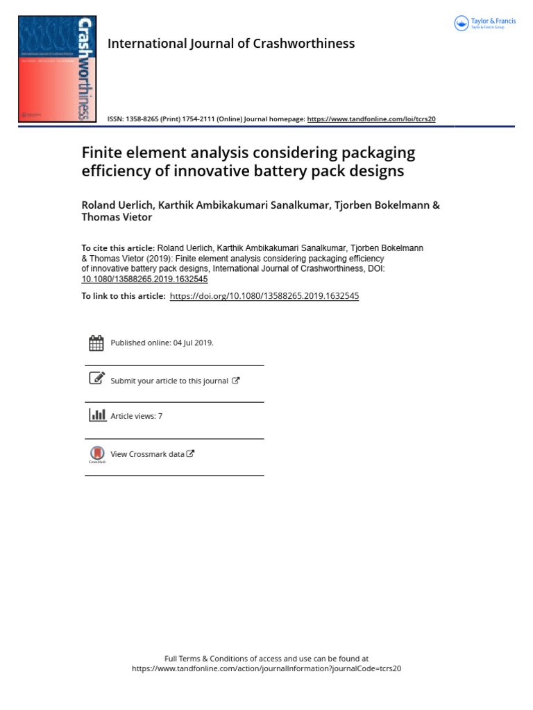 Battery Pack Design: Finite Element Analysis | PDF | Young's Modulus ...