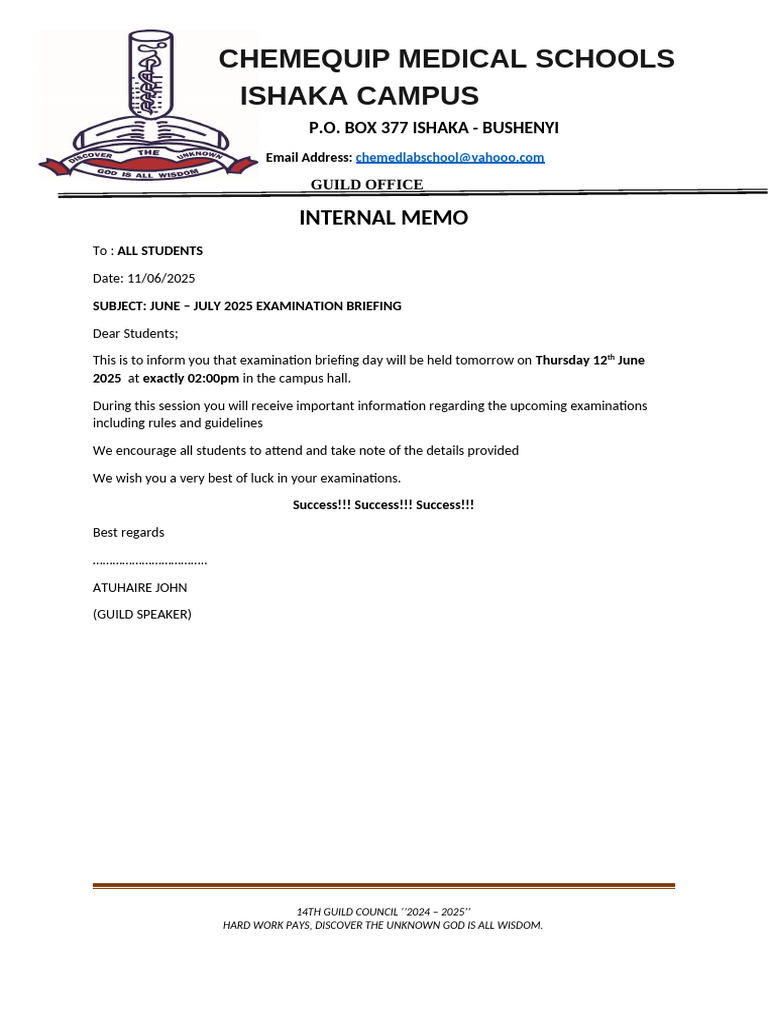 Internal Memo CC | PDF