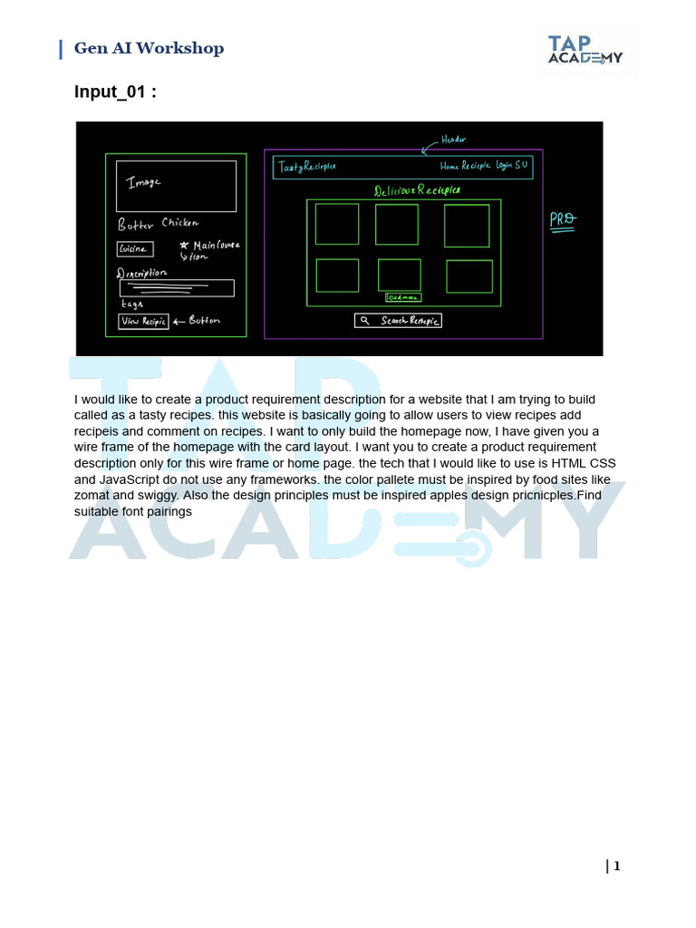 Gen AI Workshop (Tap Academy) | PDF | Page Layout | Web Design
