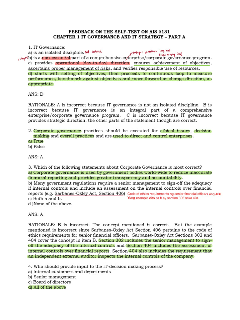 Annotated Mit Chap1 4a Feedback Self Test Combined | PDF | Information ...