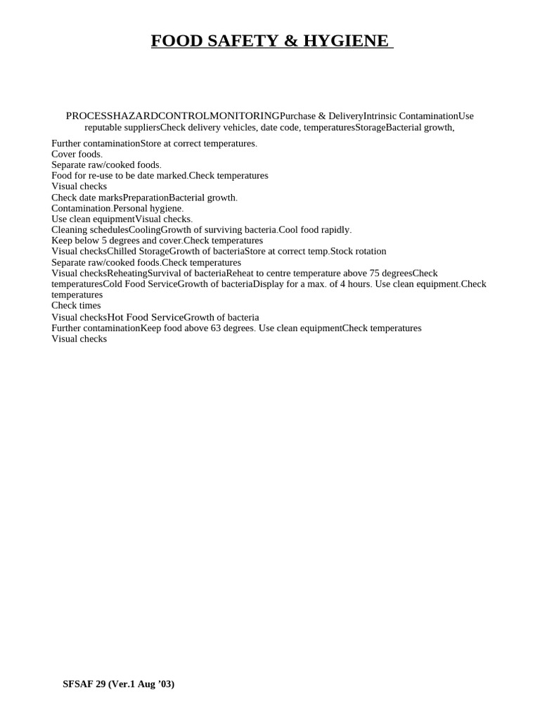 Sfsaf 29 Food Safety Poster | PDF