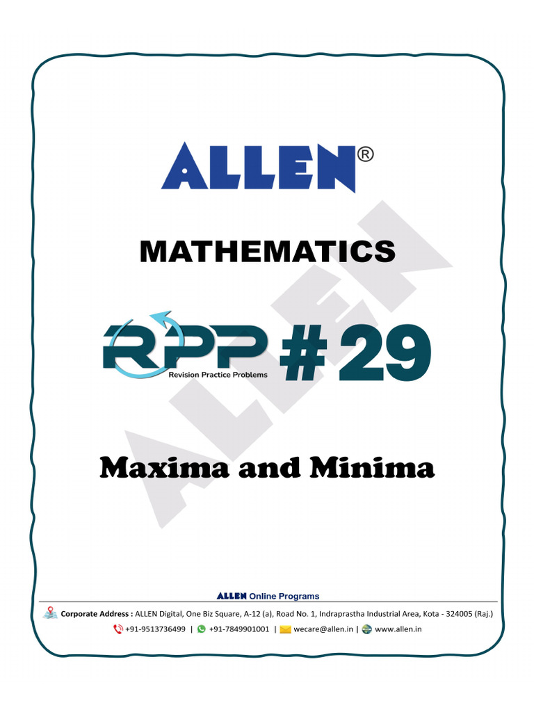 JA RPP - Maxima and Minima Question | PDF