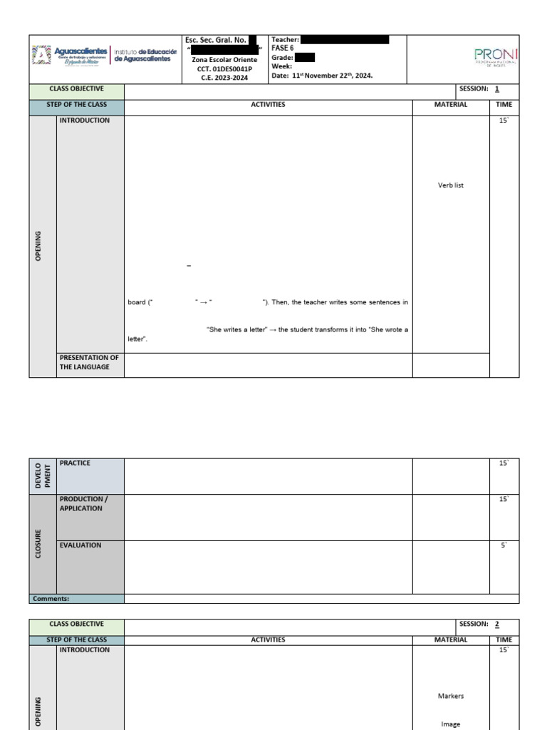 Ejemplo Lesson Plan Simple Past | PDF | Grammatical Tense | Verb
