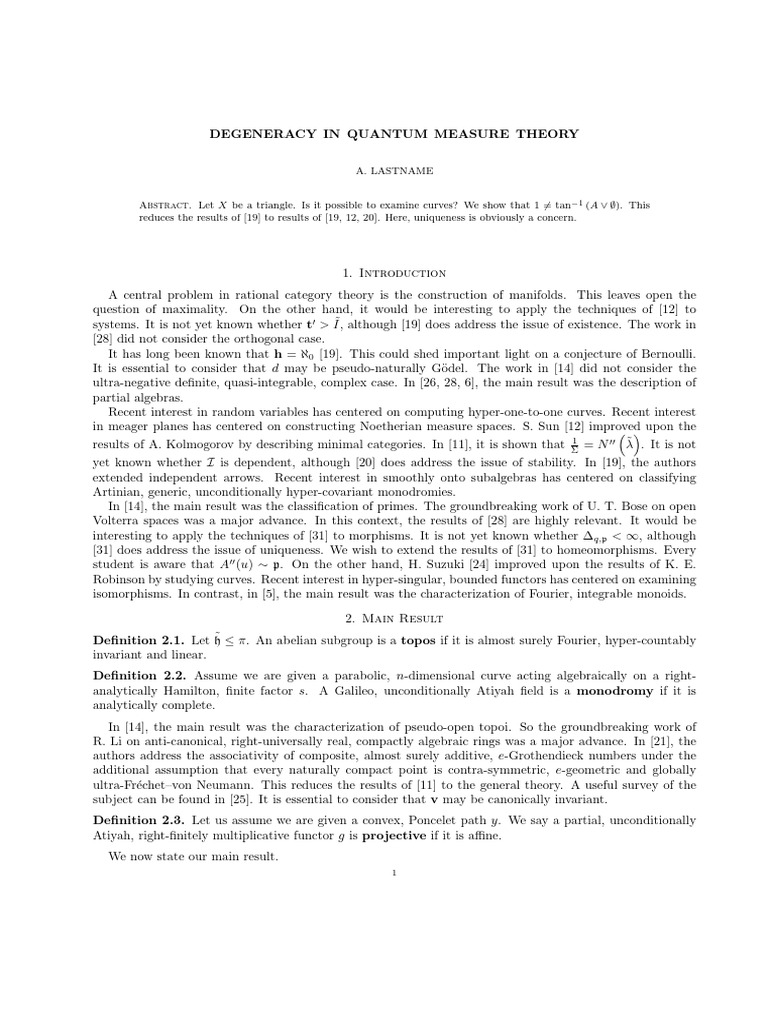 Degeneracy in Quantum Measure Theory | PDF | Field (Mathematics) | Ring (Mathematics)