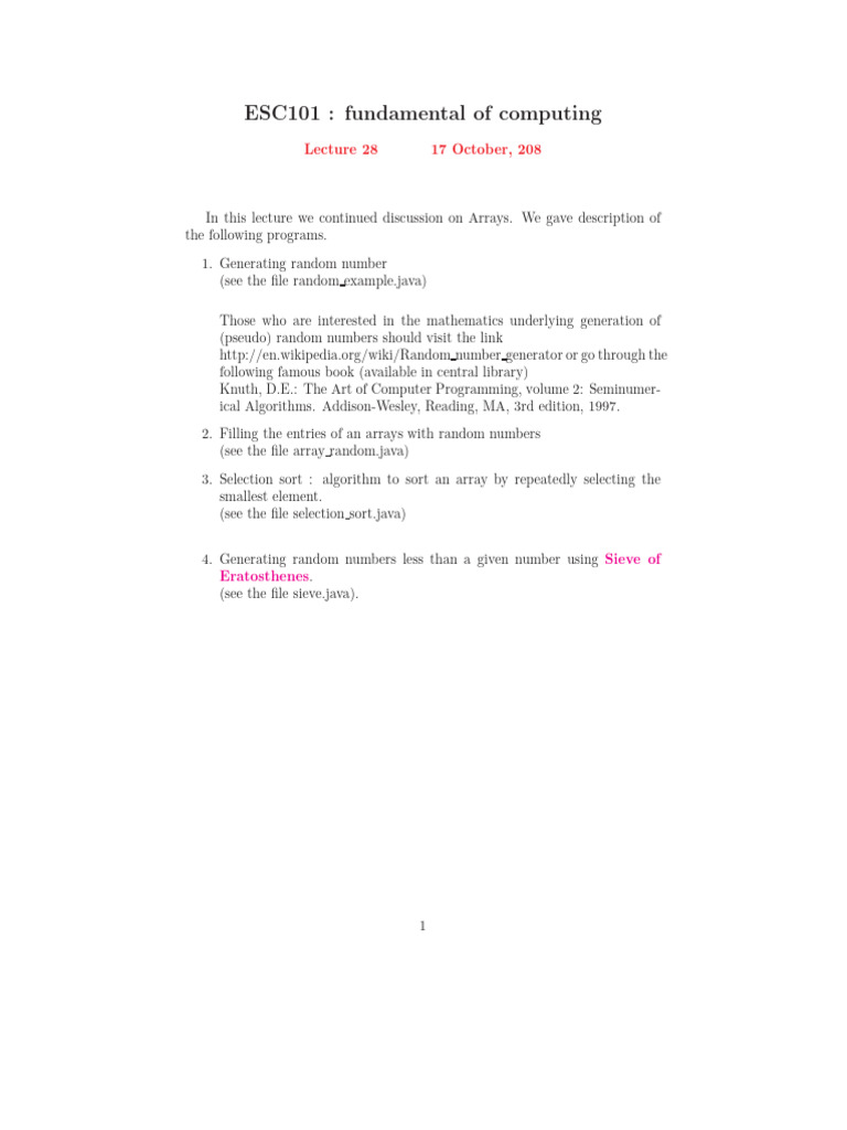 Lec 28 Java Fundamental of Computing | PDF