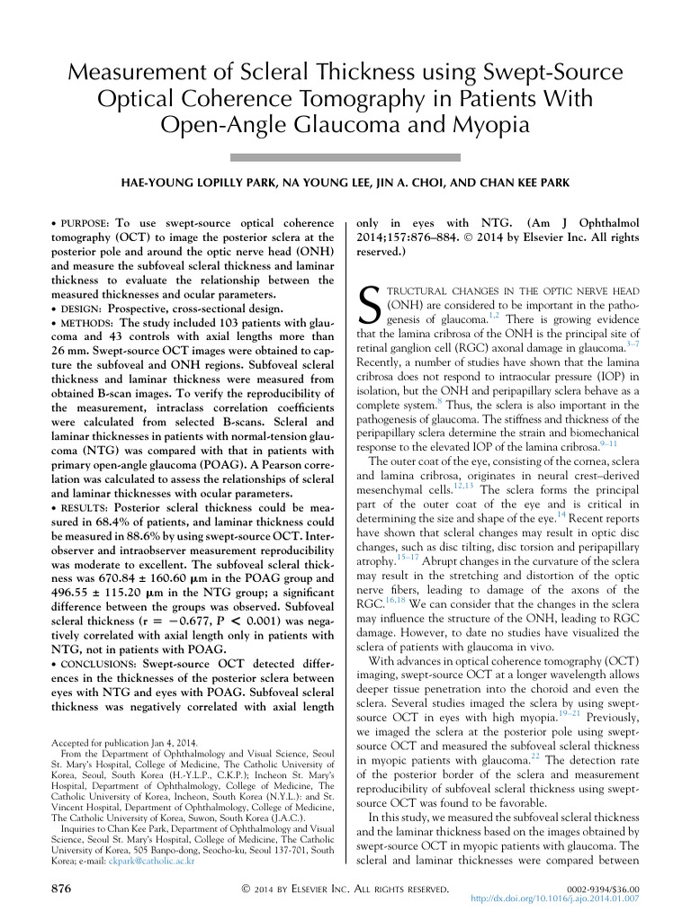 Scleral Thickness in Glaucoma Patients | PDF | Glaucoma | Human Eye