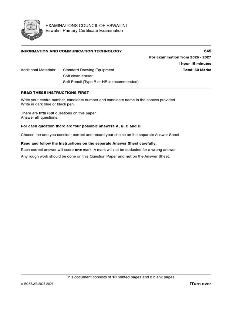 ICT Sample Paper 2025-2027 | PDF | Computer File | Usb Flash Drive