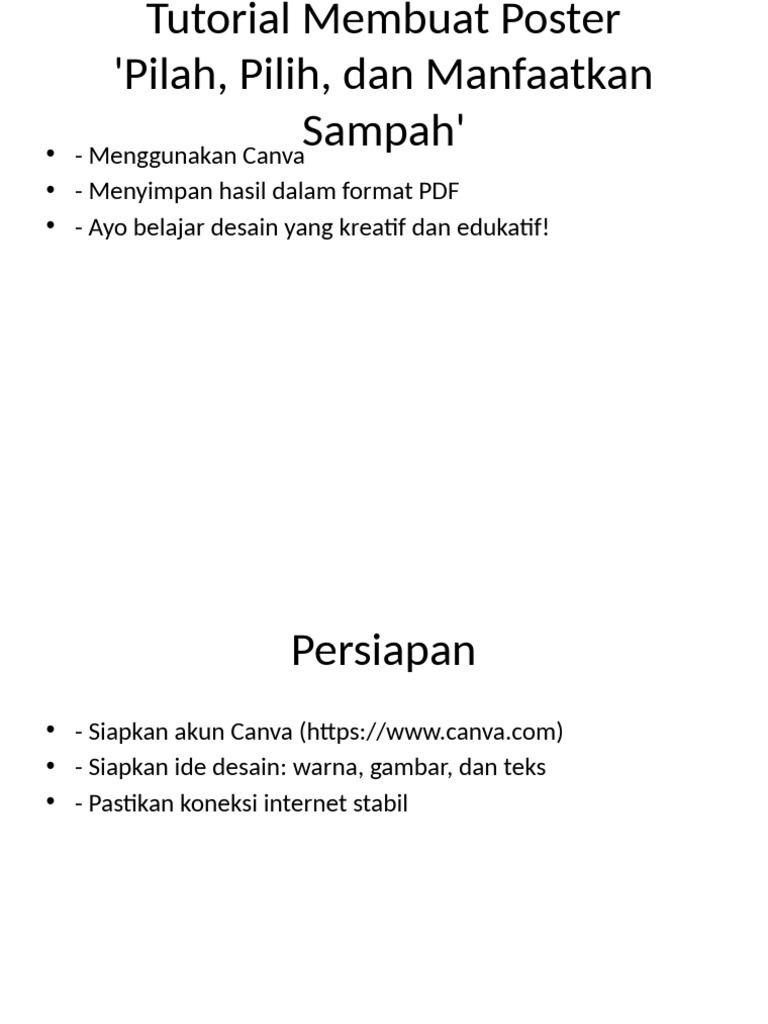 Tutorial Poster Pilah Pilih Sampah | PDF