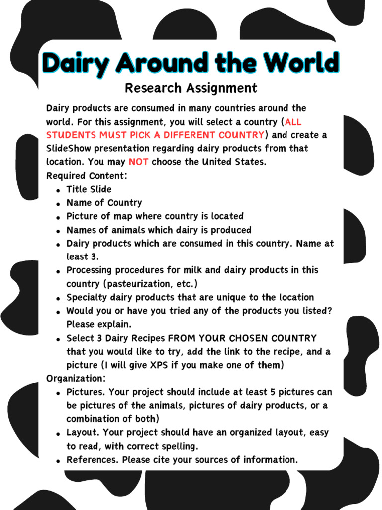 Global Dairy Products Research Project | PDF