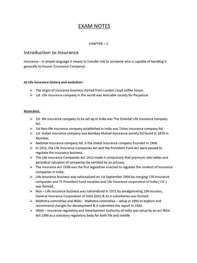 Exam Ic38 English Notes 20210715205836 | PDF | Insurance | Life Insurance