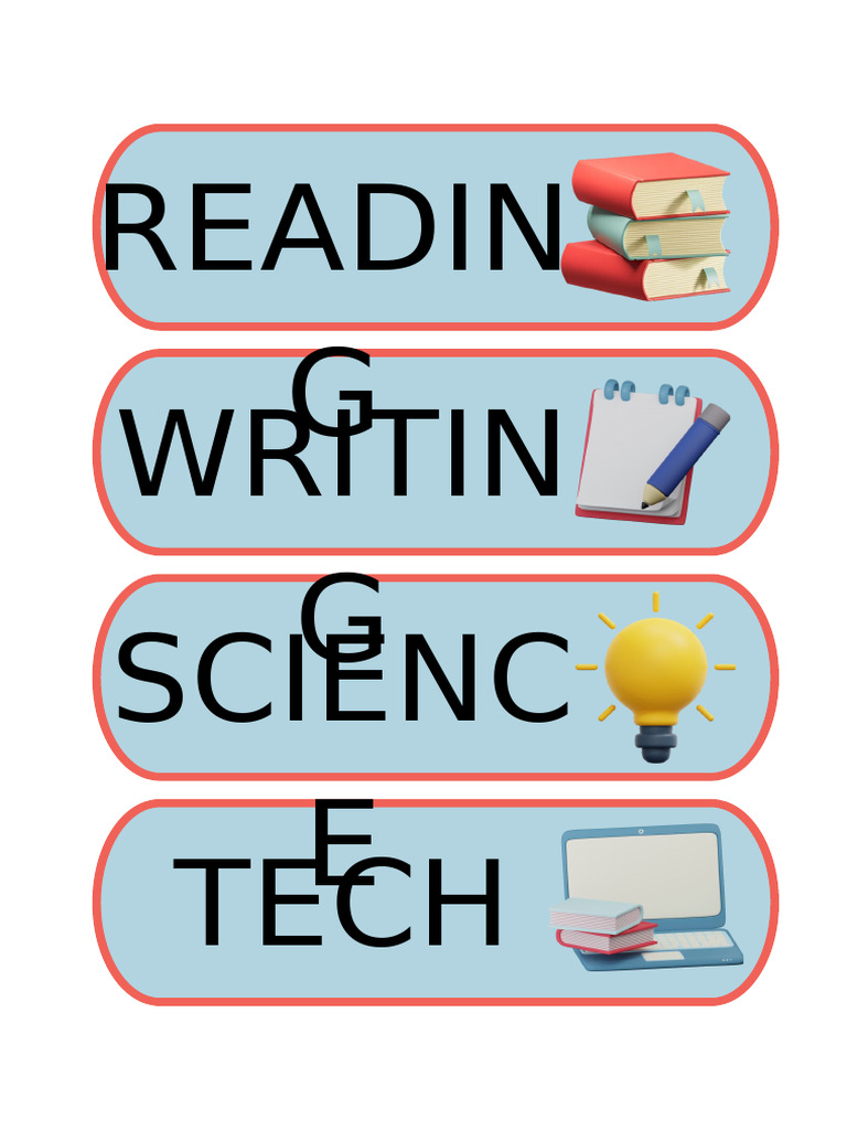 School Folder Labels in Colorful Illustrative Design | PDF