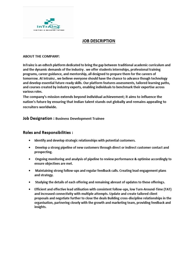 Bda JD Intrainz .Word | PDF | Mentorship | Educational Technology