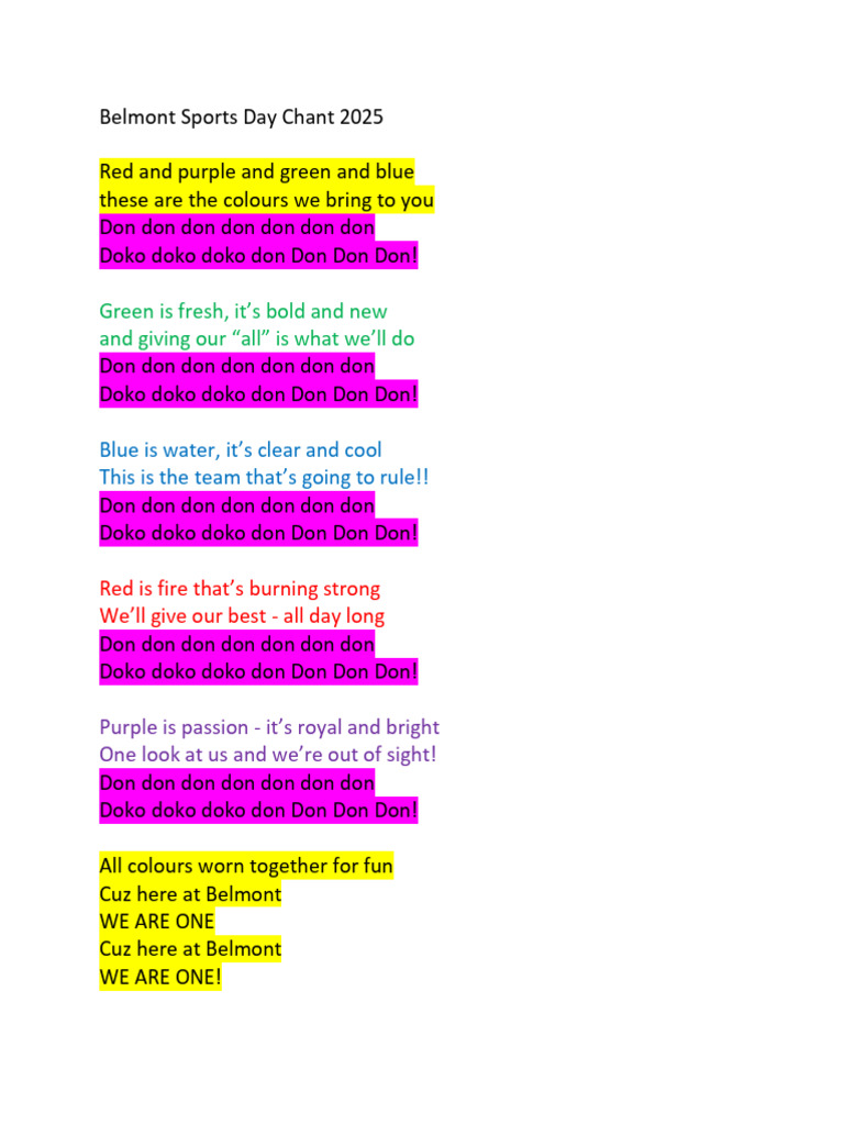 Sports Day Chant 2025 | PDF