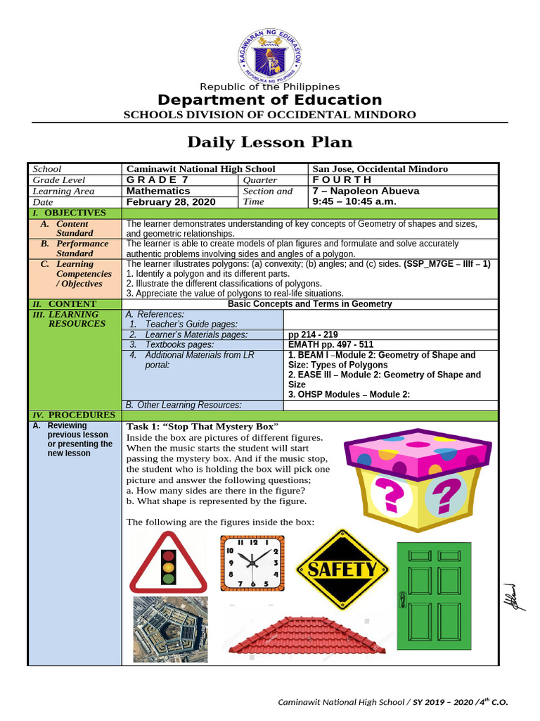 Semi Detailed DLP Cot 4 Polygon e | PDF | Polygon | Vertex (Geometry)