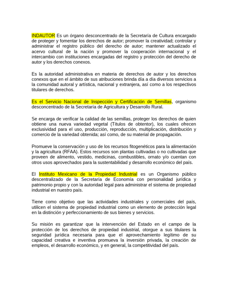 Funciones del INDAUTOR en México | PDF | Autor | Patentar
