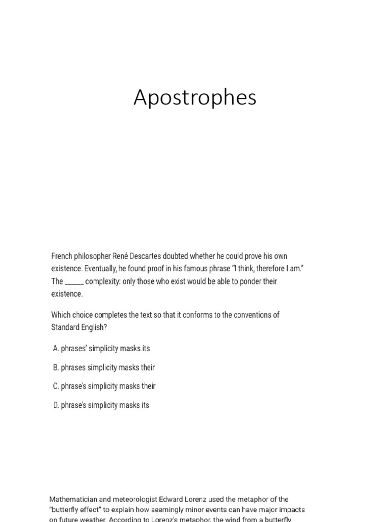 Apostrophes Practice | PDF