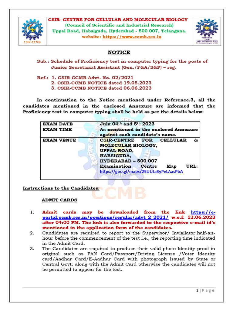Notif 2 2021 Proficiency Test Schedule 09-06-2023 | PDF | Text