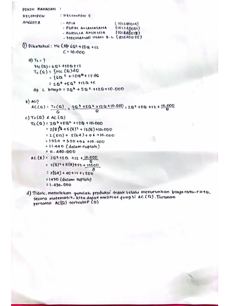 Matematika Ekonomi LKM 13 | PDF