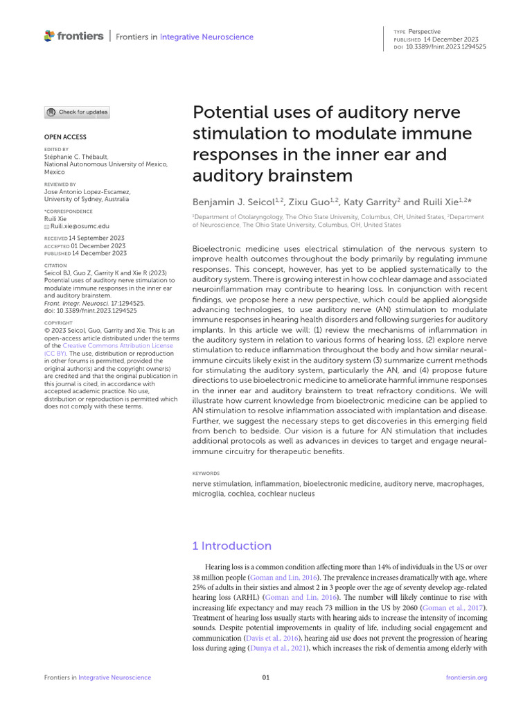 Potential Uses of Auditory Modulation | PDF | Auditory System | Hearing Loss